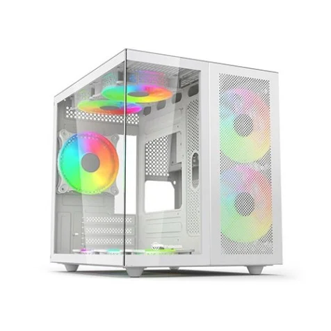 Revenger DUO Dynamic Mini White Tower Full-View Micro-ATX ARGB Casing ...